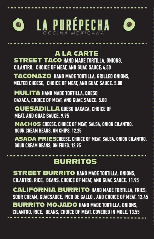 Our Menu – La Purepecha